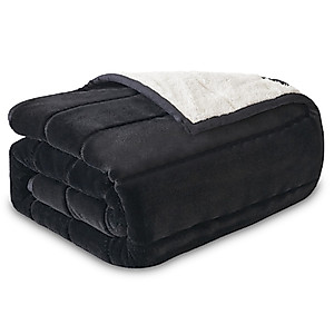 KORBLISS Faux Fur Quilt Twin Blanket for Couch, 480GSM Fuzzy Soft and Warm Coverlet Light Weight Quilted Blanket for Sofa, Chair, Bed, Bedroom, 60x80 Inches,Black Stripe