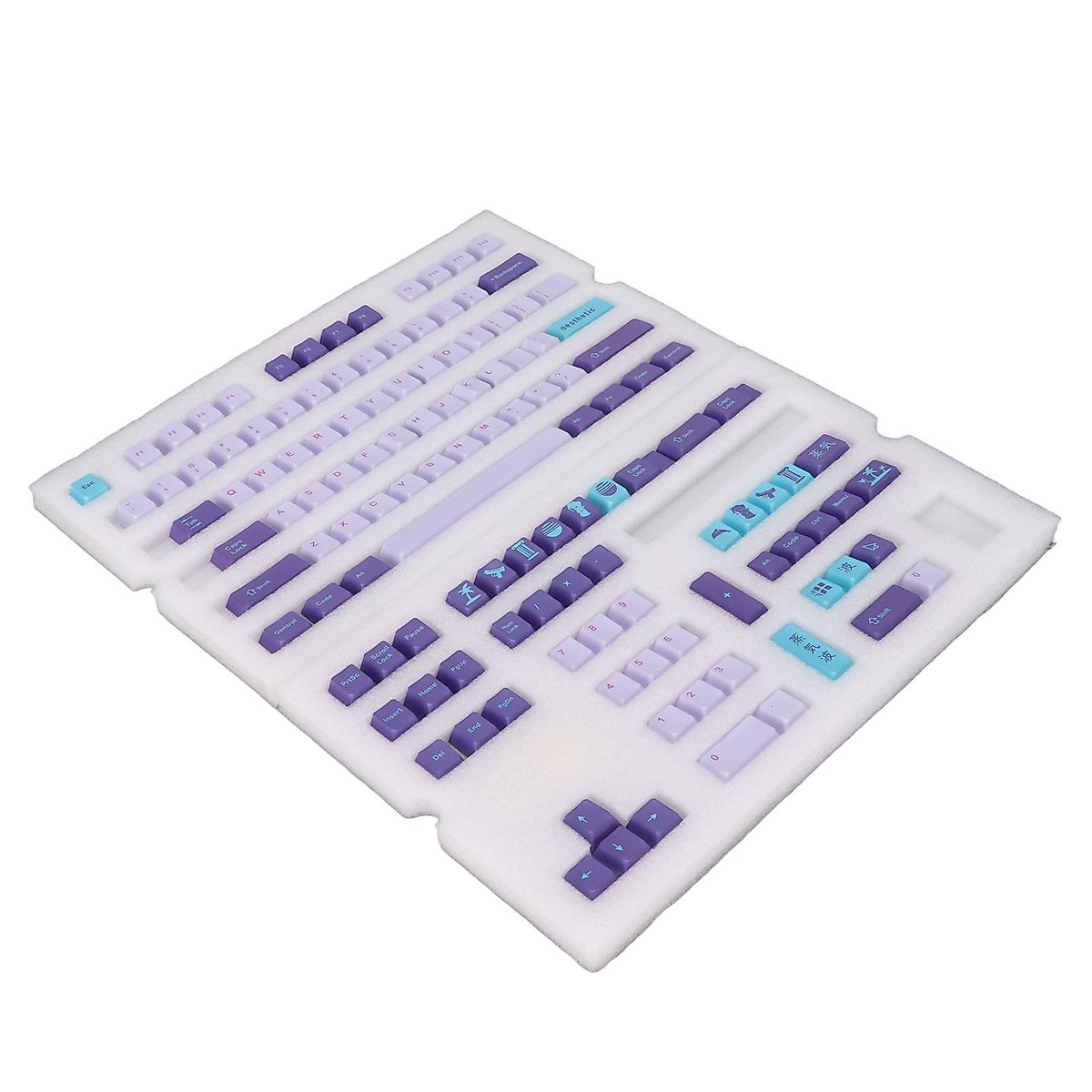 PBT Keycaps, 128 Keys English Keycap Cherry Height DIY Keycaps Fadeless Custom Keycaps for Mechanical Gaming Keyboard(Vaporwave)