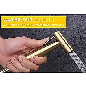 MINJING Bidet Sprayer Brushed Gold, Stainless Steel Handheld Bidet Sprayer for Feminine Wash, Baby Cloth Diaper Sprayer, Shower Sprayer for Pet, High Pressure Toilet Sprayer,B
