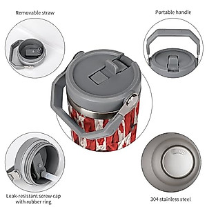Canadian Flag Tumbler 30oz Large Capacity Car Cup with Handle Fit in Any Car Cup Holder Stainless Steel Leakproof Insulated Coffee Tumblers with Lid And Straw