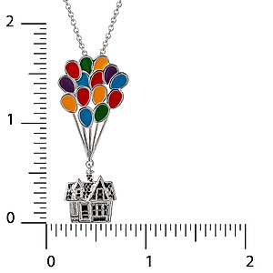 Disney Pixar Up Adventure House Balloon Silver Plated Pendant Necklace, 18"