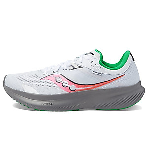 Saucony Women's Ride 16 Sneaker, White/Gravel, 10