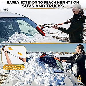 EcoNour 36″ 3 in 1 Extendable Snow Brush and Ice Scraper for Car Windshield | Telescoping 360° Snow Brush Pivoting Head | Window Ice Scraper for Snow Removal for Car, SUV, Truck Winter Car Accessories