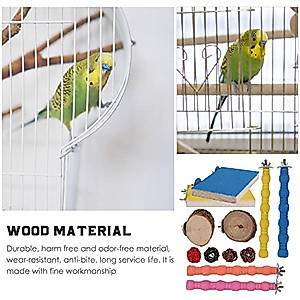 POPETPOP Bird Stand ES Stand Toy - Wood Parrot Stand Platform Wood Bird Cage Perch Bird Chew Toys Parrot Teething Toys Paw Grinding Stick for Cockatiels Parakeets Hammock Swing