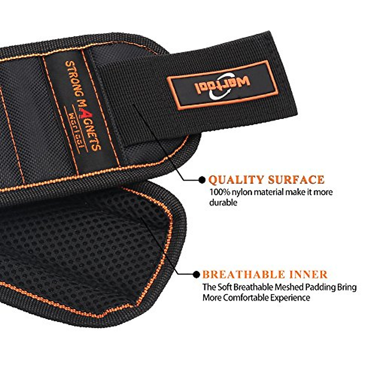 WARTOOL Magnetic Wristband Tool Belt with 5 Strong Magnets for Holding Screws, Nails, Bolts, Drill Bits, Perfect Gifts for Men/Women,Dad, Husband, Boyfriend, DIY Handyman, Woodworker Black