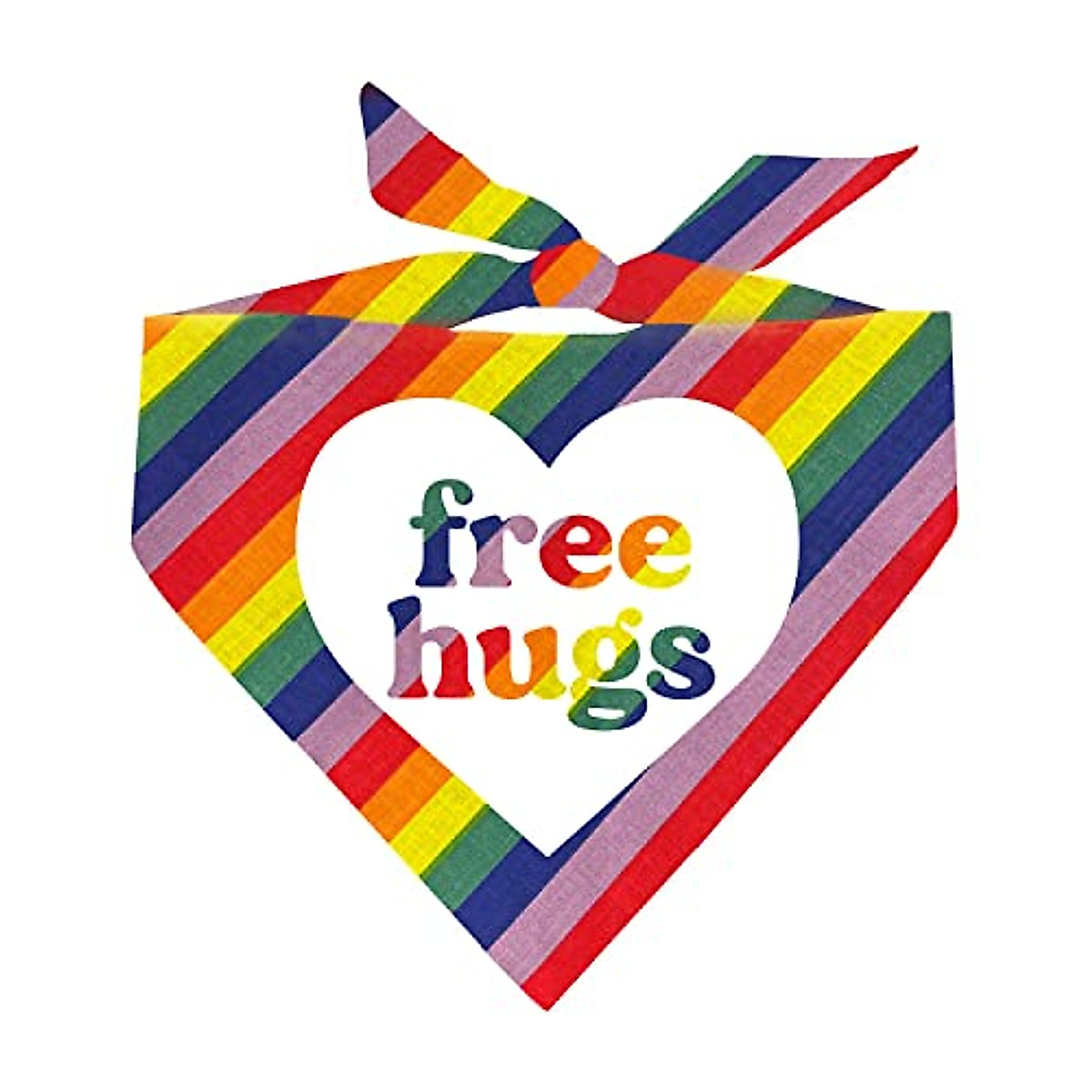 Free Hugs LGBTQ Pride Month Dog Bandana (726 Rainbow Stripe, One Size)