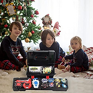 PWTAO Bey Battling Top Burst Launcher Grip Toy Blade Set Game Storage Box 12 Top Burst Gyros 3 Launchers Great Birthday Gift for Boys Children Kids