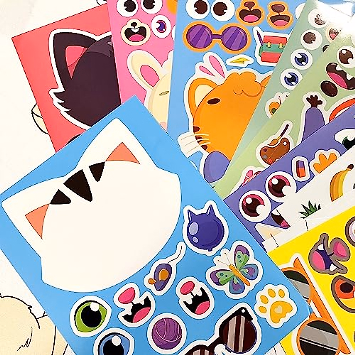Make A Face Animal Stickers, Safari Theme Party Favors Stickers Birthday Activities Supplies Craft for Kids Toddlers, DIY Zoo Animal Stickers for Water Bottle Laptop Decal (18 Sheets Stickers)