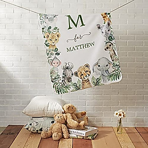 Personalized Baby Blanket for Boy Girls Custom Girl Blankets with Name Customized Nursery Blanket with Name Personalized Elephant Unisex Baby Blankets Custom Receiving Blanket for Boy 30x40 Inch