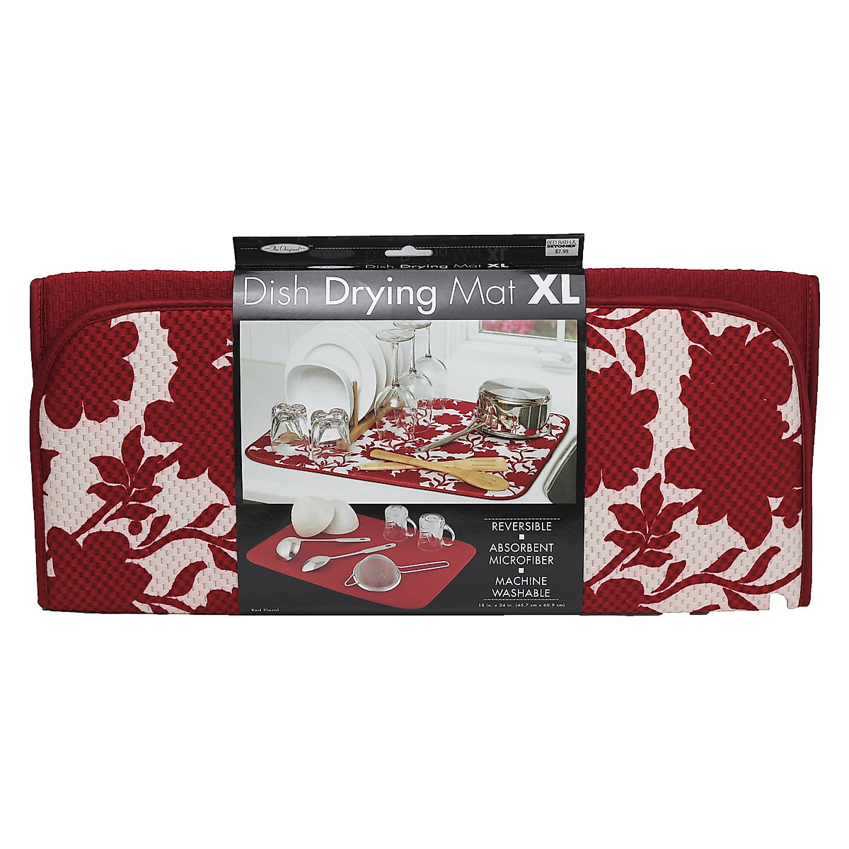 The Original Red Floral Dish Drying Mat