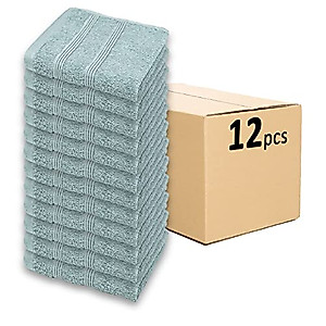 Kaufman - Premium Washcloth Set of 12 (13x13 Inches) 100% Cotton Ring Spun, Highly Absorbent, Durable and Ultra Soft Feel Wash Cloths Essential for Bathroom, Spa, Gym, and Face Towel (12PK)