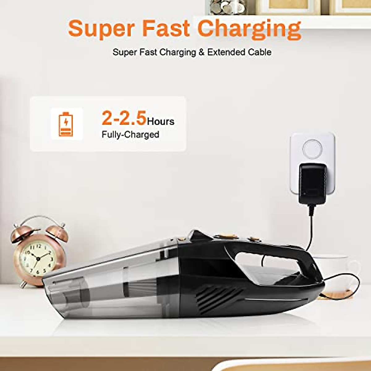 SAKKCA Car Vacuum Cleaner Cordless - Handheld Vacuum Rechargable, 9000pa High Suction, Led Light, Wet-Dry Use Portable Car Vacuum for Vehicle Home Office
