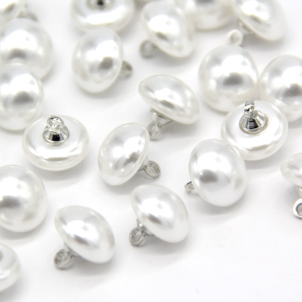 USOSOU 10mm Mushroom Semicircle Pearl Buttons, White Faux Pearl Buttons for Sewing, Shirts, Skirts, Wedding Dresses, Jewelry Decorations, DIY Crafts (40pcs 10mm(0.394inch))