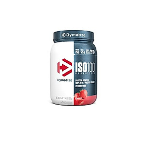 Dymatize ISO100 Hydrolyzed Protein Powder, 100% Whey Isolate Protein, 25g of Protein, 5.5g BCAAs, Gluten Free, Fast Absorbing, Easy Digesting, Strawberry, 20 Servings