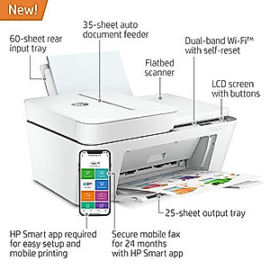 HP DeskJet Plus 4155 Wireless All-in-One Printer, Mobile Print, Scan & Copy, HP Instant Ink Ready, Auto Document Feeder, Works with Alexa (3XV13A)