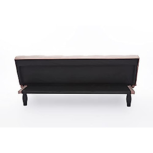 Livavege Convertible Futon Sofa Bed, 66" Velvet Upholstered Sleeper Couch Daybed with Adjustable Backrest for Studio, Apartment, Office, Small Space, Compact Living Room, 66 INCH, Pink