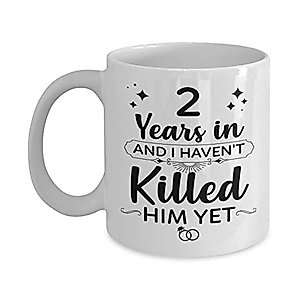 2nd Wedding Anniversary For Men Him Her Women | Gifts For 2 Years Of Marriage Party For Wife Husband Couples | 2021 | 11oz Coffee Cup Presents For Parents Mom Dad | 2 Years In