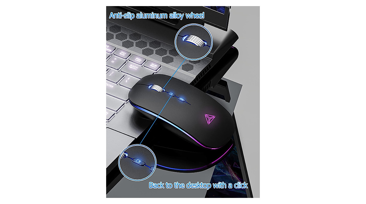 Uineer Bluetooth Rechargeable Mouse - Silent & Colorful