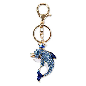 Dolphin Keychain - Ocean Crystal Key Ring, 1 Set Blue Decor for Car Supplies,Gift to Women Girls,Rhinestone Decorations for Bag Accessories (Dolphin)