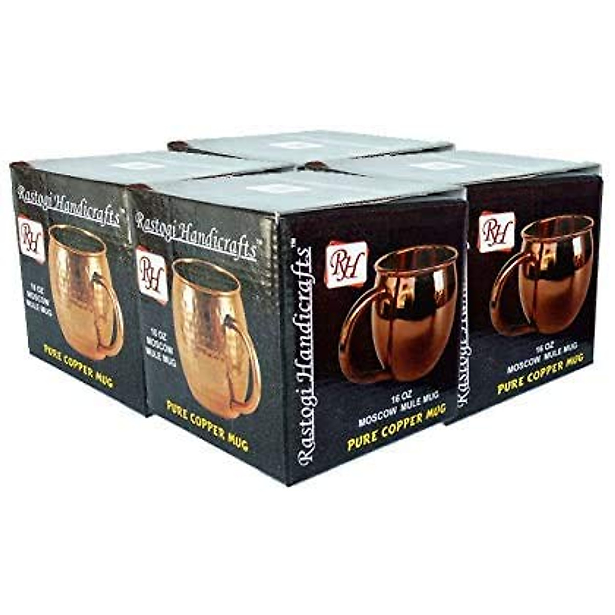 Rastogi Handicrafts Handmade Pure Copper Outer Hand Painted Art Work Wine, Vodka, Beer,Cocktail,Juice, Cold Coffee Mug - Cup 16 oz (2)