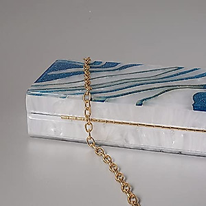 Fashion Women Stripe Bag Acrylic Blue Sequin Dinner Handbag Woman Wedding Evening Bag Trendy Party Box Clutch Purse