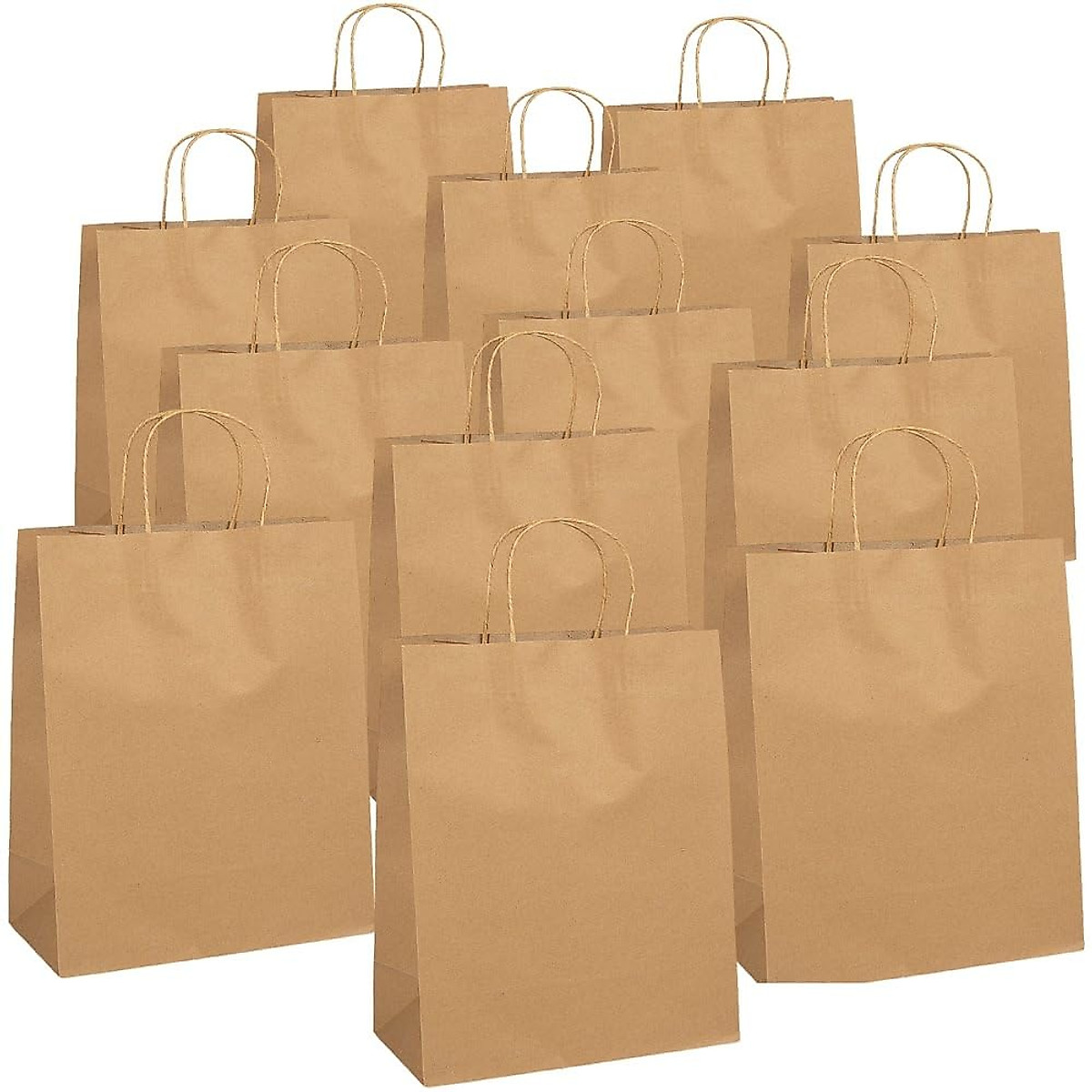 Fun Express Simple Brown Paper Gift 10.5" x 5.25" x 13" | Pack of 12 Bags, 10 1/2" x 5 1/4" x 13", 12 Pieces