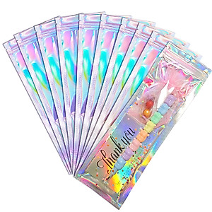 Resealable Foil Pouch Bag [100 PCS ] Great for Party Favor Food Storage (Holographic Color, 2.7 x 8.6 Inch)