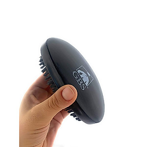 G.B.S Military Style Dual Bristle Beard and Hair Brush - Hi-Gloss Wood, Animal-free Vegan Bristles, Over 2,000 Firm Bristles for Daily Grooming (BLACK)
