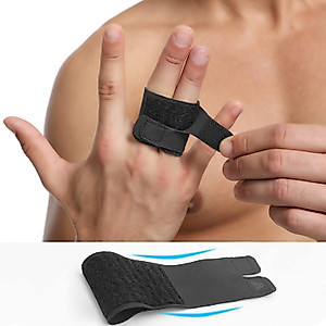 Mezeic Finger Splint Finger Buddy Wraps Reusable Finger Support Sleeves, Adjustable Elastic Trigger Finger Splints Compression Straightening Mallet Finger Brace for Arthritis Pain, Sport Injuries - M
