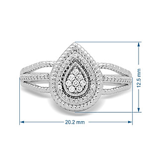 Jewelili Sterling Silver Natural White Round Diamond Accent Teardrop Ring, Size 7