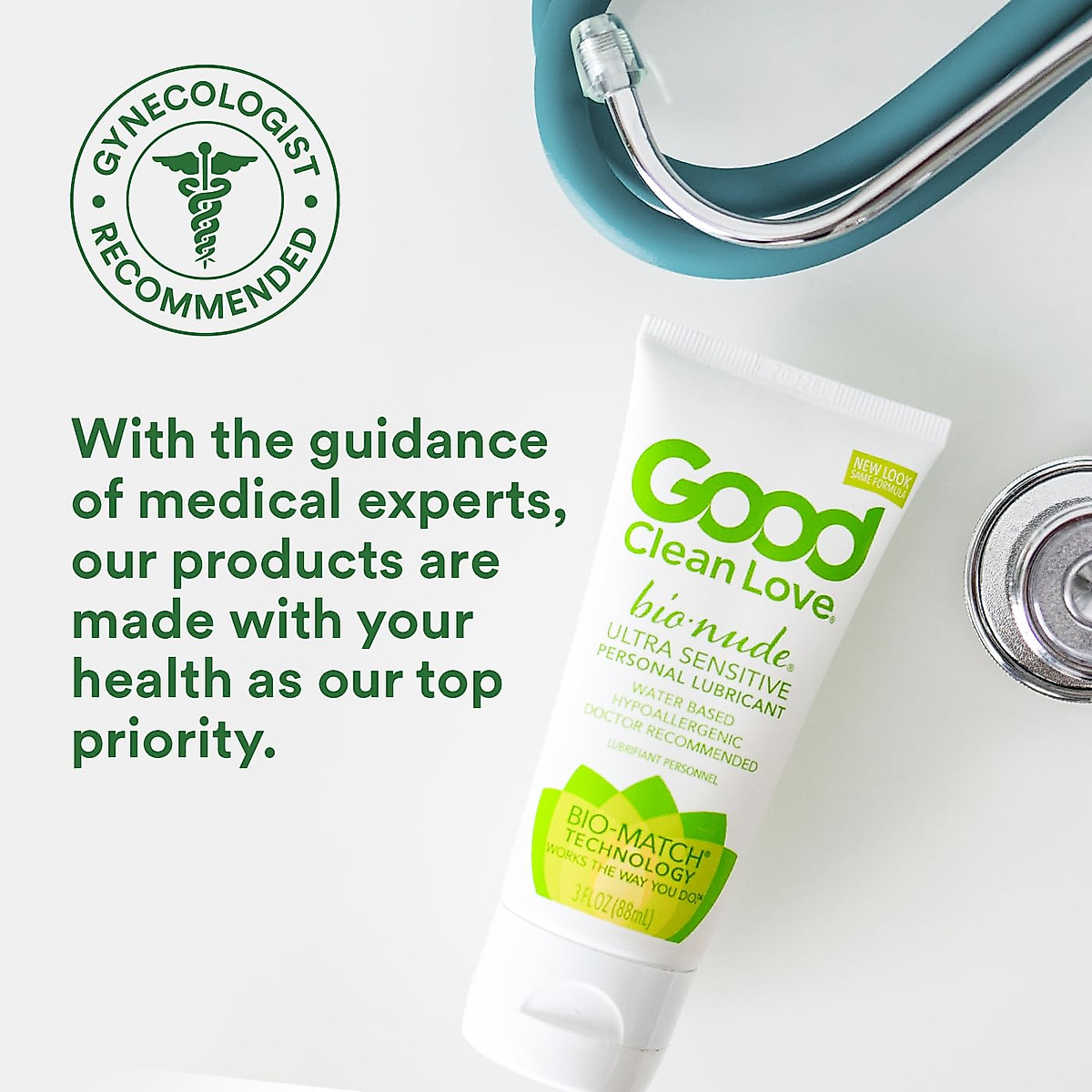 Good Clean Love BioNude Ultra Sensitive Personal Lubricant, Water-Based & Hypoallergenic Lube, Unscented Intimate Wellness Gel for Men & Women, 3 Oz