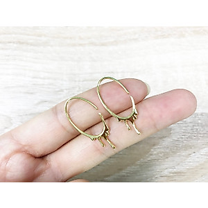 Gold Tapered Drop Dangle Open Small Hoop Earrings for Women Girls 925 Sterling Silver Hypoallergenic Waterdrop C Shaped Huggie Hoops Lightweight Minimalist Earring Halloween Jewelry Gifts