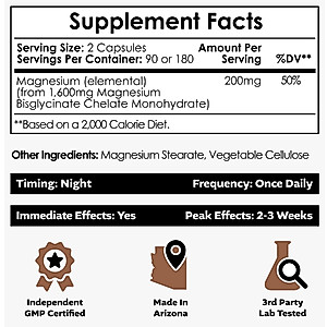 Nootropics Depot Magnesium Glycinate Capsules | 180 Count | Mineral Supplement | Magnesium Supplement | Supports Heart, Muscle, Nerve, and Bone Health
