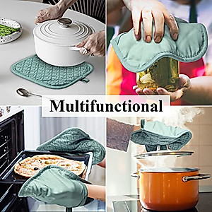 Tuff4ever Pot Holders with Pockets and Non-Slip Silicone Grip, Heat Resistant Hot Pads for Kitchen Baking Cooking 8 Inches 2 Pcs