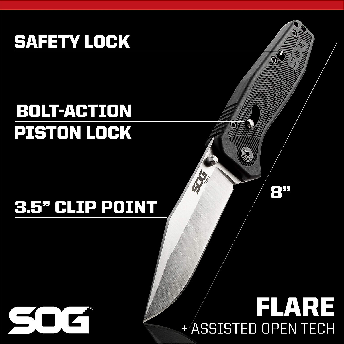 SOG Flare Folding and Pocket Knife + Kershaw Appa Folding Tactical Pocket Knife