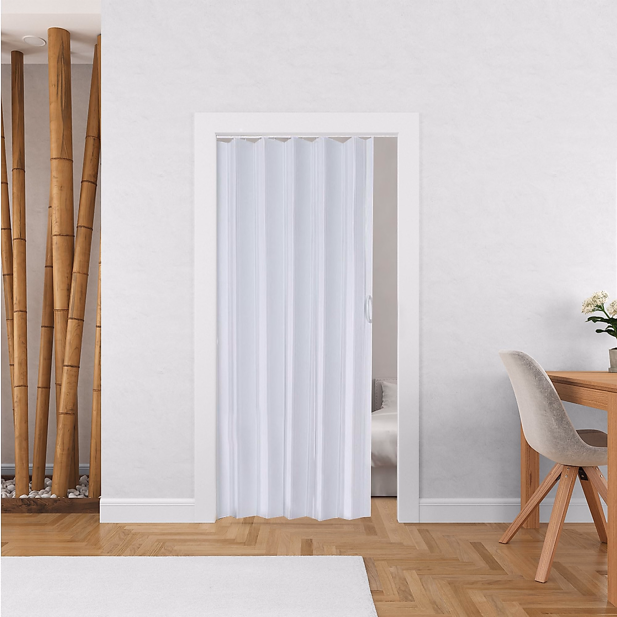 LTL Home Products Contempra Interior Accordion Door with Magnet and Accompanying Striker for Multi Fold Interior Doors, Sand White