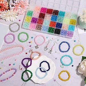 Audab 1600 Pieces 6mm Round Glass Beads for Jewelry Making, 32 Colors Crystal Beads for Bracelets Jewelry Making and DIY Crafts(6mm, 32 Colors)