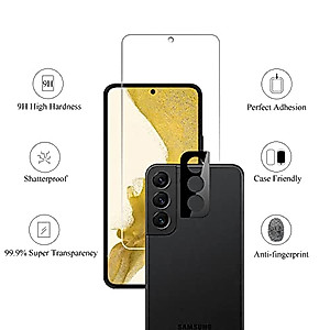Ailun Glass Screen Protector for Galaxy S22+/S22 Plus 5G 6.6 Inch Display 3Pack + 3Pack Camera Lens Tempered Glass Fingerprint Unlock 0.25mm Clear Anti-Scratch Case Friendly [Not For S22 Ultra]