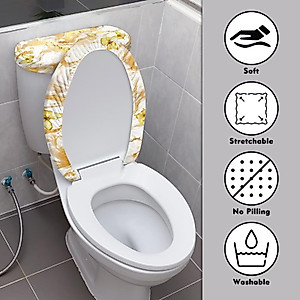 Flashideas Butterfly Marble Pattern Toilet Lid Cover and Toilet Tank Cover 2Pcs Toilet Seat Cover and Tank Lid Covers Stretch Toilet Covers Set for Bathroom Fits Most Toilet Tanks & Lids