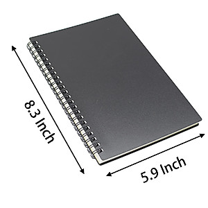 Yansanido Spiral Notebook, 6 Pcs A5 Thick Plastic Black Hardcover 7mm College Ruled 80 Sheets -160 Pages Journals for Study and Work (6 Black A5)