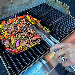 Kona Vegetable Grill Basket - 12" X 12" Non Stick Mesh for BBQ, Pellet Grills, Smokers - Great for Fish, Veggies, Kabobs, Fruit, Nuts, Smoking Cheese