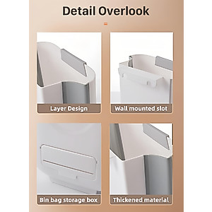 AIWE7D 2.4 Gallon White Collapsible Trash Can for Kitchen Cabinet Doors, Holds 2.1 Gallons, Lightweight and Durable, Foldable Design Saves Space