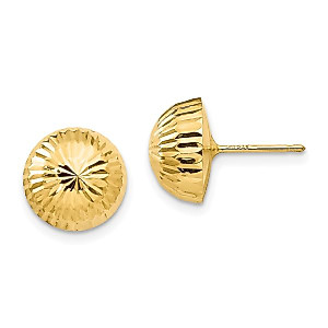 14K Yellow Gold 10mm Button Stud Earrings