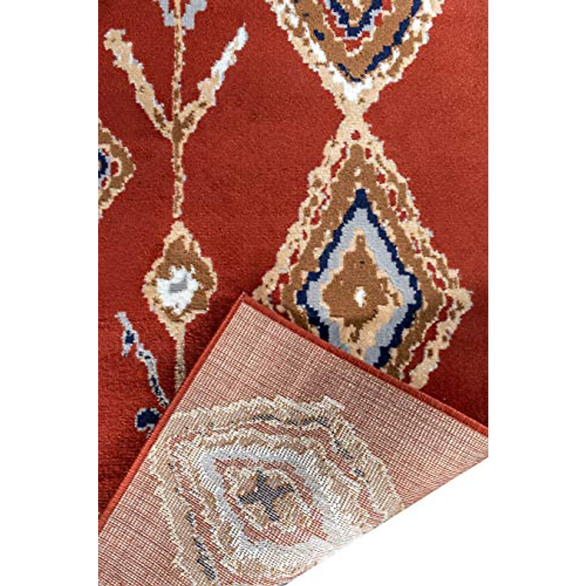 Furnish my Place Moroccan Diamond Rug - 7 ft. 8 in. x 11 ft, Rust, Geometric, Accent Rug with Transitional Style