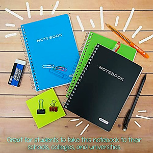 BAZIC Composition Book 100 Sheet 5" x 7" Poly Cover Spiral Notebook, Writing Journal College Ruled Notebooks, Assorted Color, 6-Pack