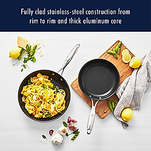 HENCKELS Clad Impulse 2-pc Nonstick Pan Set, Nonstick Frying Pan Set, 3-Ply Clad Stainless Steel, Mirror Finish, Dishwasher Safe, Oven Safe, Induction Stove Compatible, Teflon