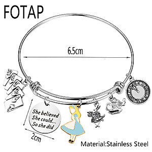 FOTAP Alice Bracelet She Believed She Could So She Did Inspirational Encouragement Bracelet Alice Fans Gifts Alice Gift (Alice SB)