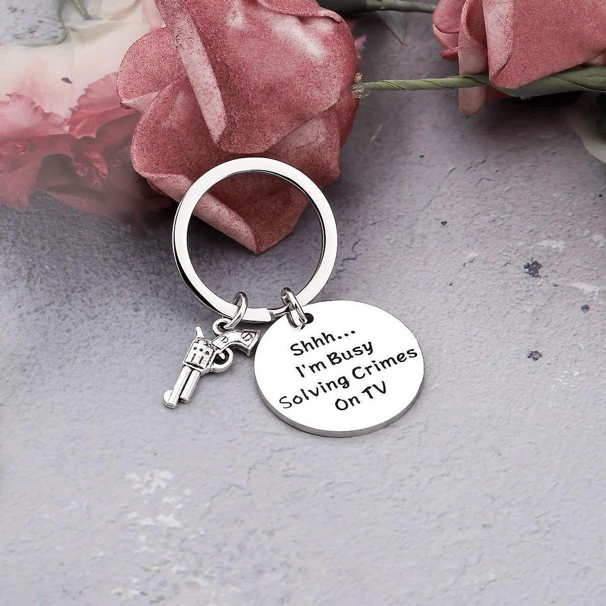 SEIRAA Criminal Minds TV Series Gifts Criminal Minds Inspired Keychain Criminal Minds Fans Gift Shhh I’m Busy Solving Crimes On TV (Crimes On TV Keychain)