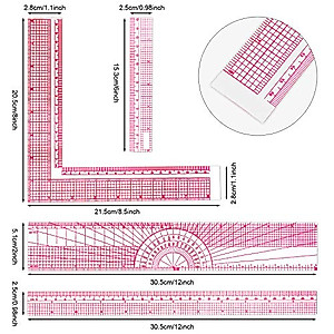 4 Pieces Beveled Transparent Ruler Clear Ruler Plastic French Metric Ruler with 2 Scales Ruler Set for Engineering Studying, 12 Inch/ 30.48 cm, 8 Inch/ 20.5 cm, 6 Inch/ 15.3 cm
