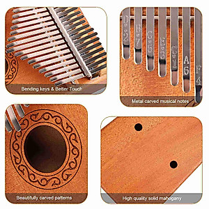 Kalimba Thumb Piano with Box Kalimba 17 Keys Finger Piano Gifts for Kids Adult Beginners African Solid Mahogany Wood Mbira Sanza Portable Musical Instrument with Tune Hammer and Study Instruction